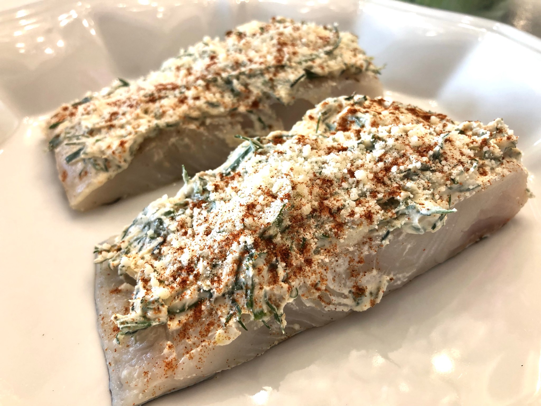 Roasted Halibut Steaks with Lemon-Dill Cream Cheese – Old House on the ...